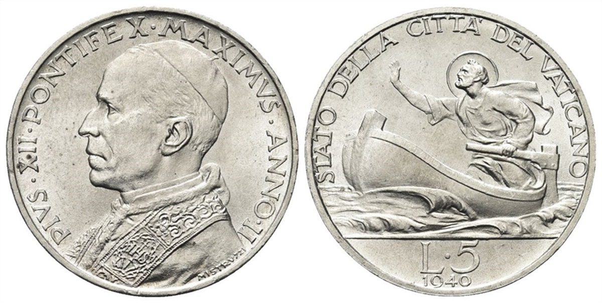 Pio XII (Eugenio Pacelli), 1939-1958. - 5 Lire 1940 a. II.