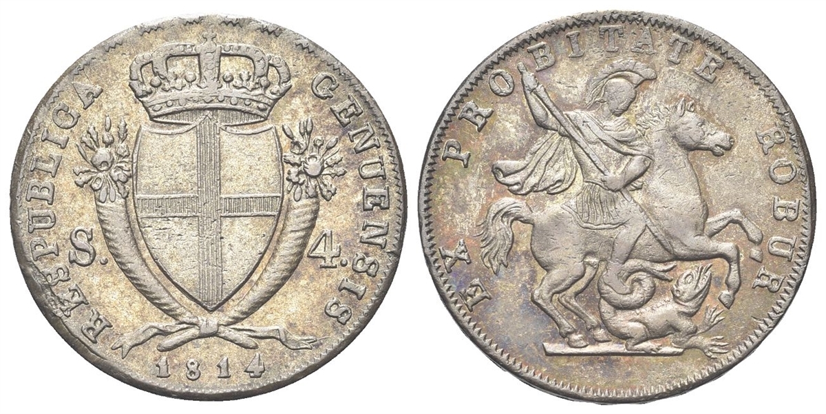 GENOVA - Repubblica Genovese, 1814. - 4 Soldi 1814.