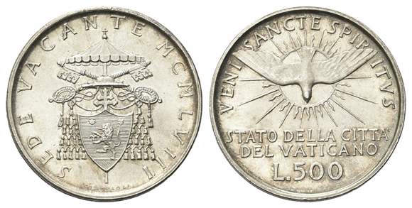 Sede Vacante (Card. Cam. Benedetto Aloisi-Masella), 1958. - 500 Lire 1958, CITTA’.