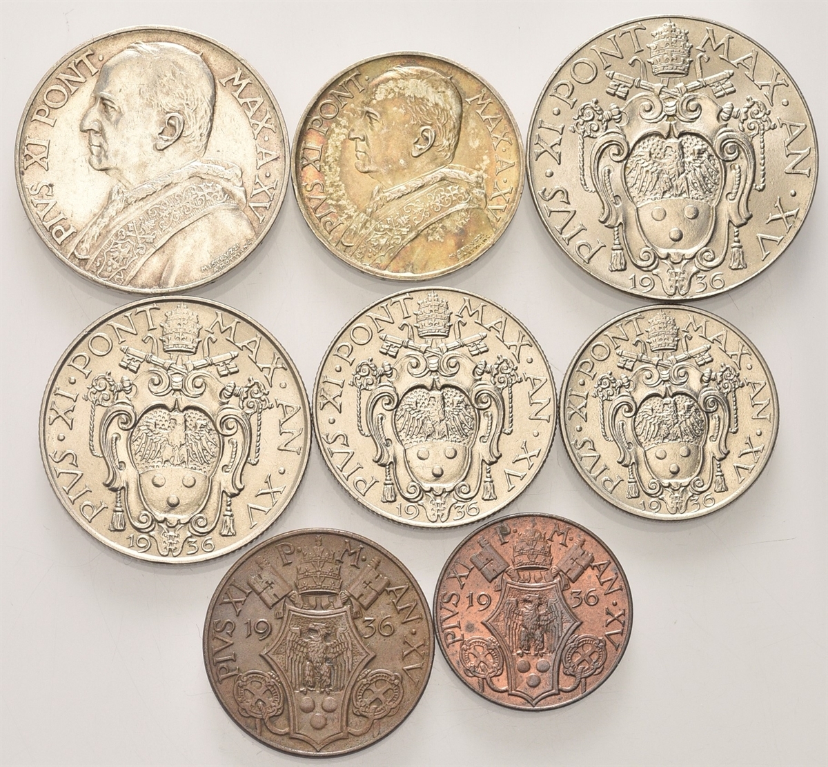 CITTA' DEL VATICANO - Pio XI (Achille Ratti), 1929-1939. - Serie di 8 valori 1936 a. XV ...