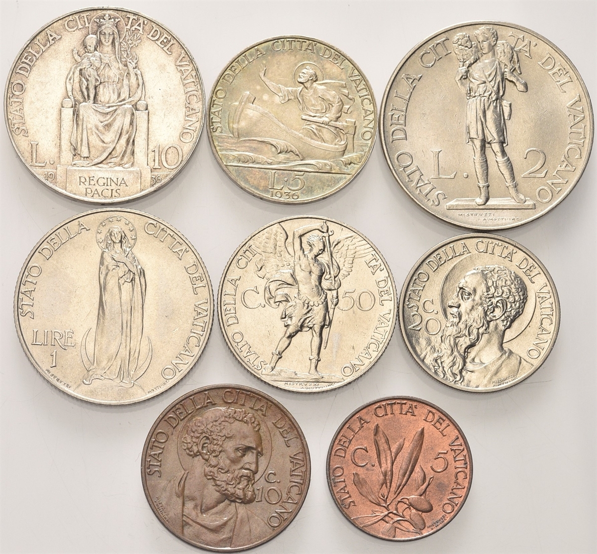 CITTA' DEL VATICANO - Pio XI (Achille Ratti), 1929-1939. - Serie di 8 valori 1936 a. XV ...